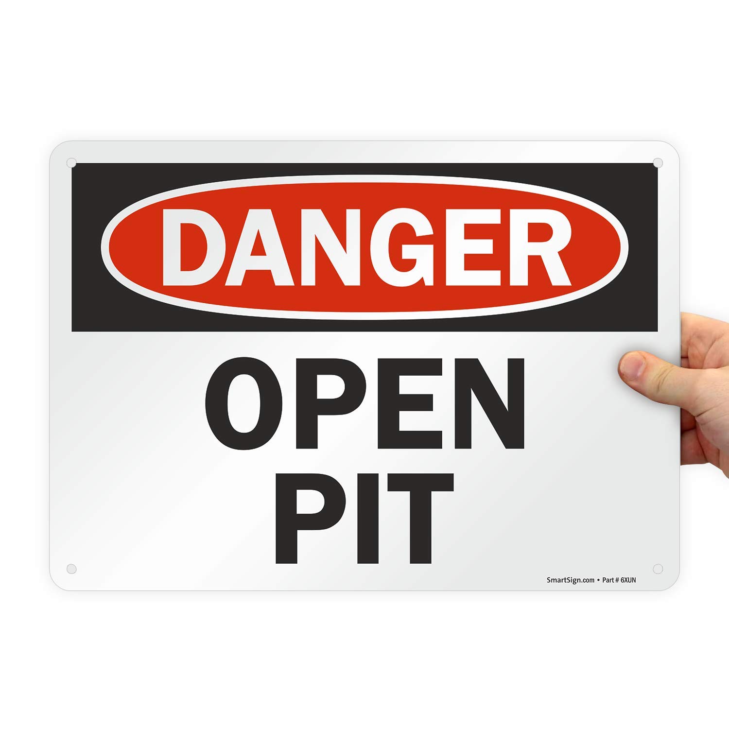 SmartSign "Danger - Open Pit" Sign | 10" x 14" Aluminum: Amazon.com ...