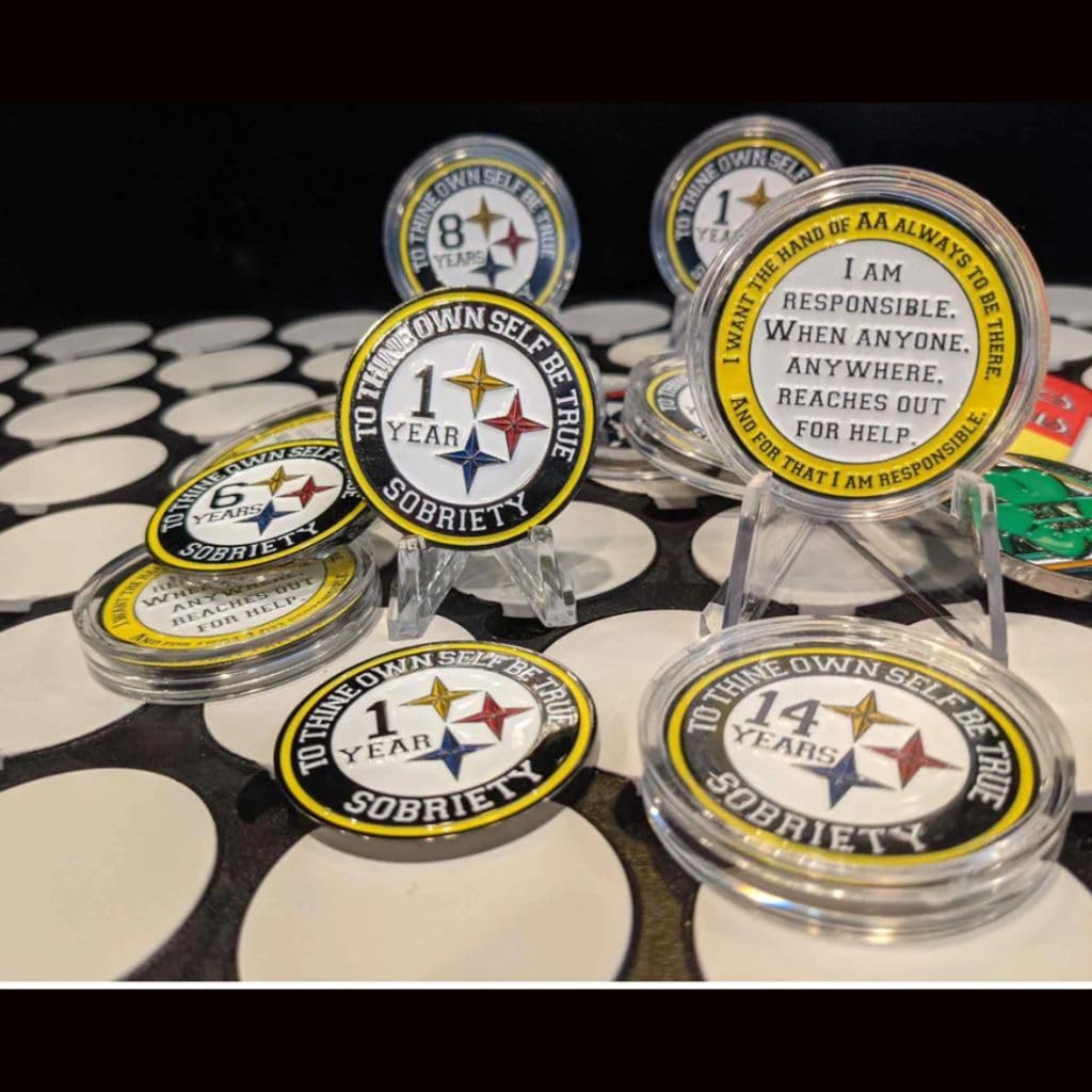 “Black and Gold Recovery Medallion in Years 1-50 with Alcoholics ...