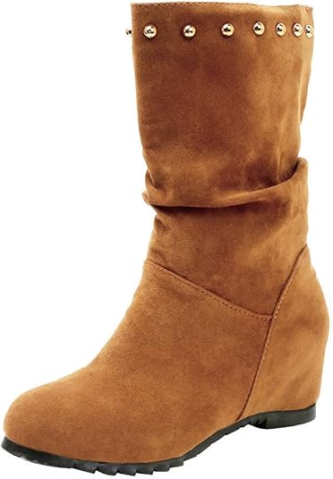 Botas de Mujer Gamuza de Gamuza Punta Redonda de Las Mujeres Zapatos ...