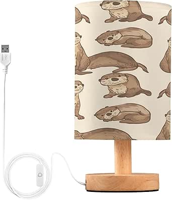 Vozoza Animal Cute Brown Otters LED Table Lamp with USB Port Night ...