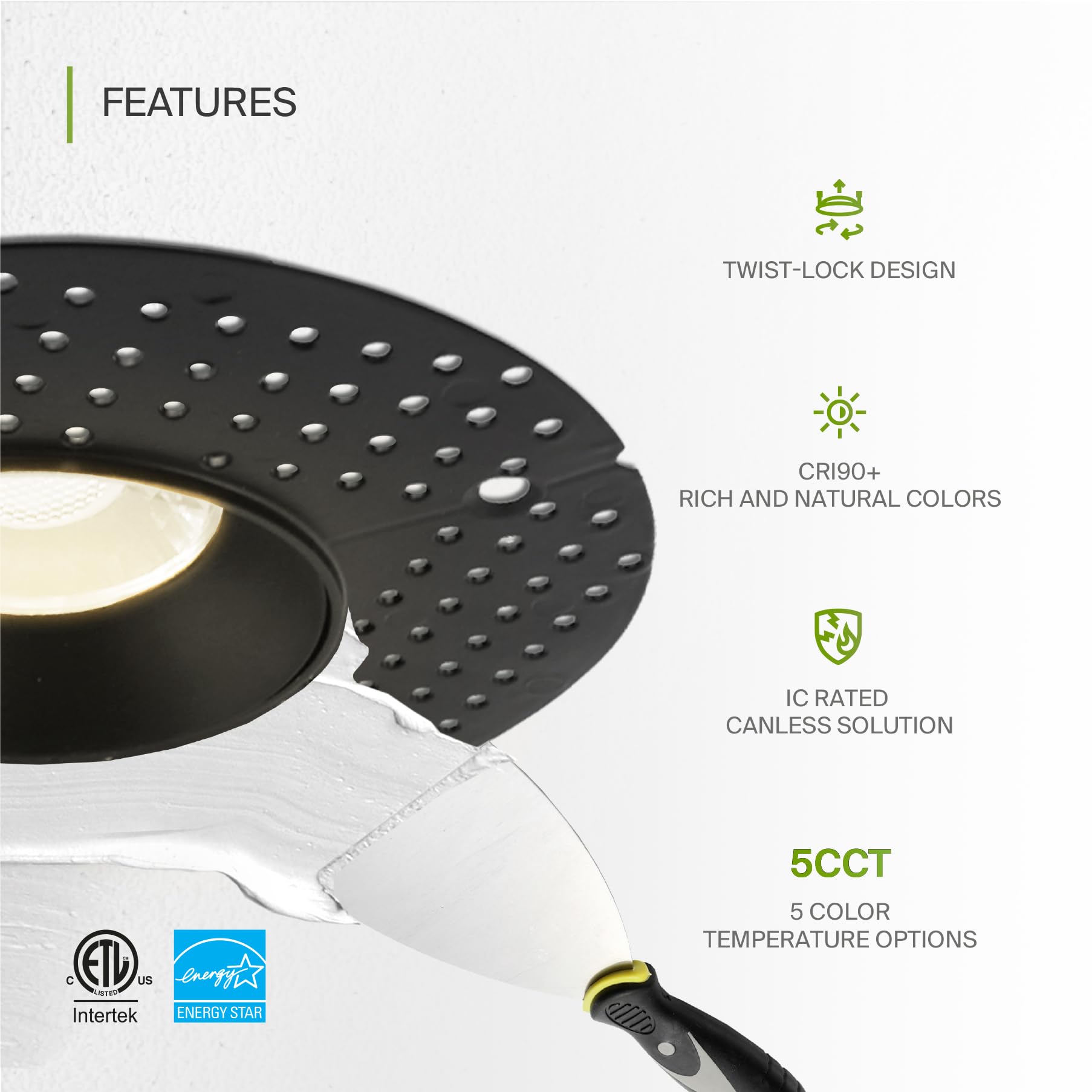 Snapklik.com : ASD Trimless 3 Inch LED Recessed Light, 12W 120V Ceiling ...