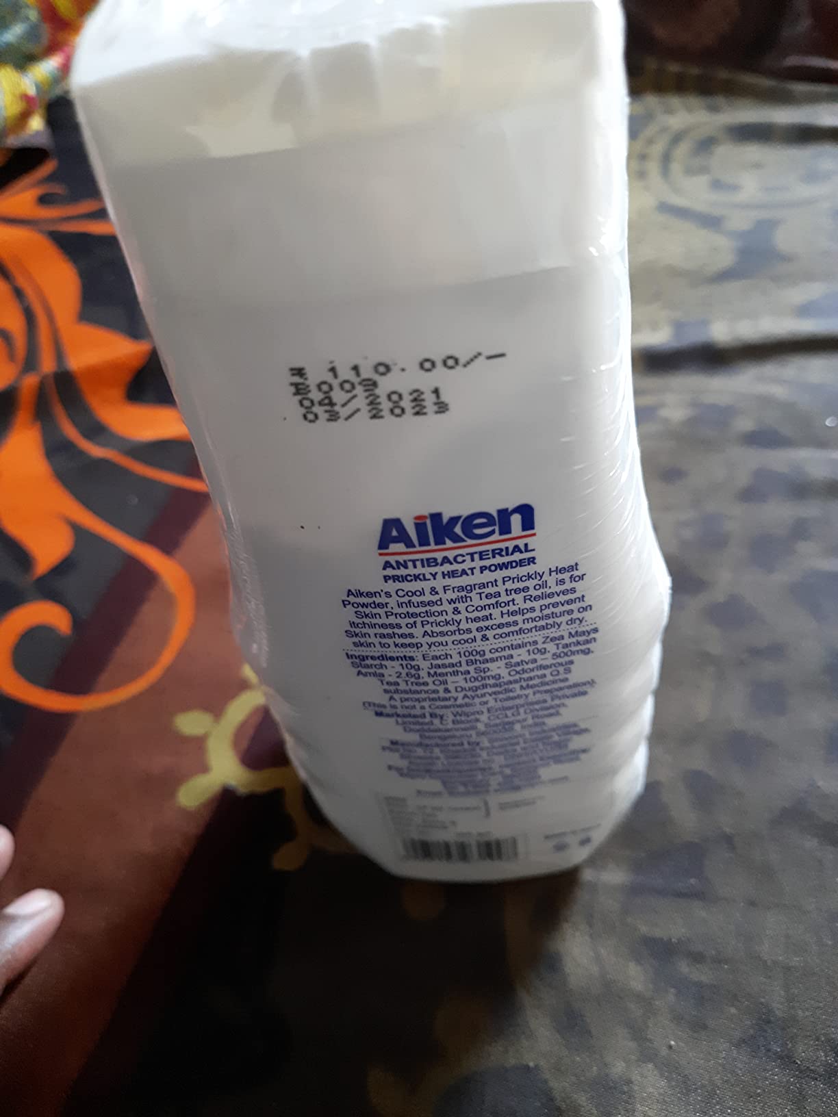 Aiken Antibacterial Prickly Heat Powder with Tea Tree Oil,150g (Pack of ...