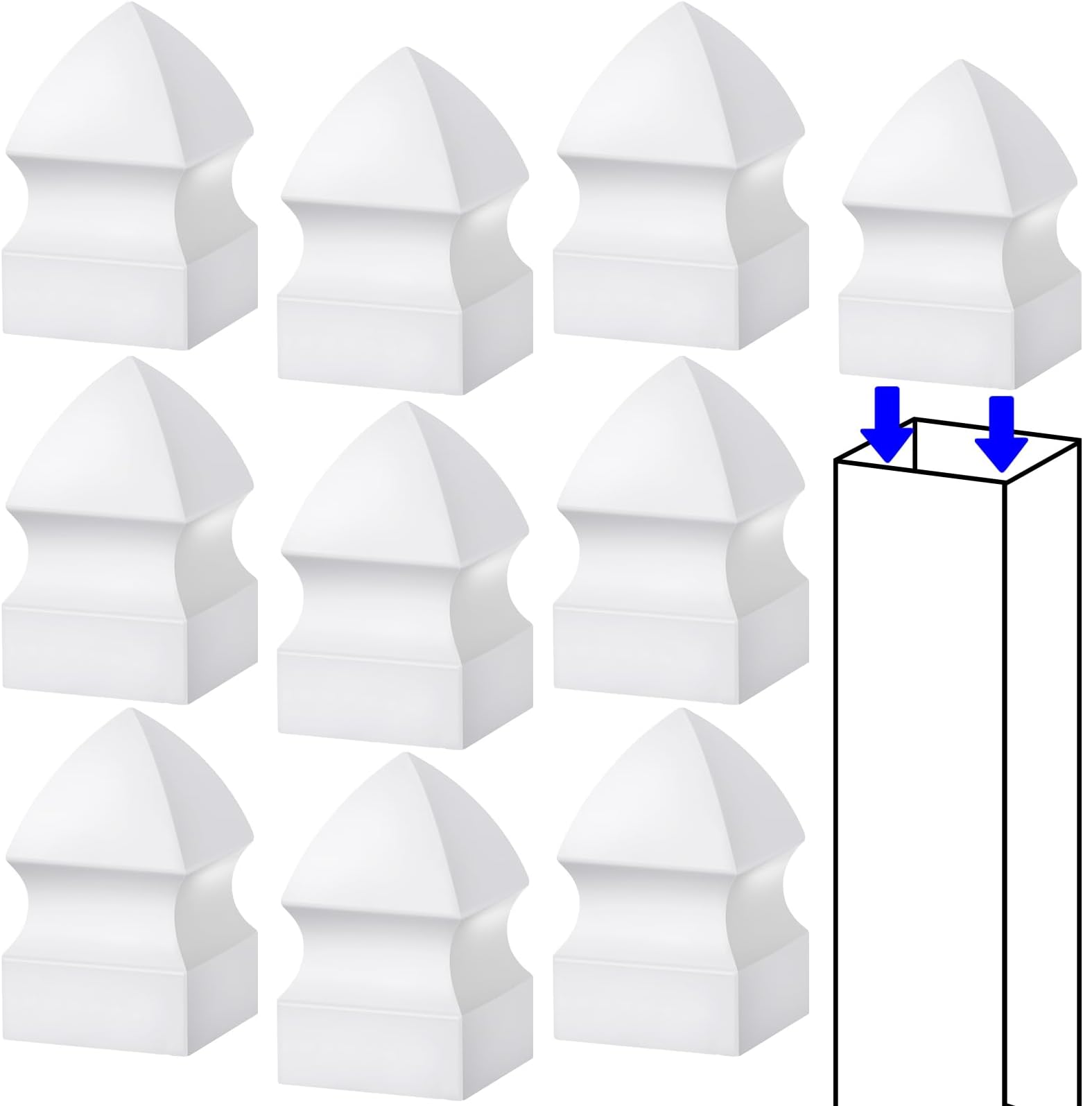 Lothee 4" Vinyl Post Cap Gothic Post Caps 6 Pcs Decking Caps PVC Fence ...