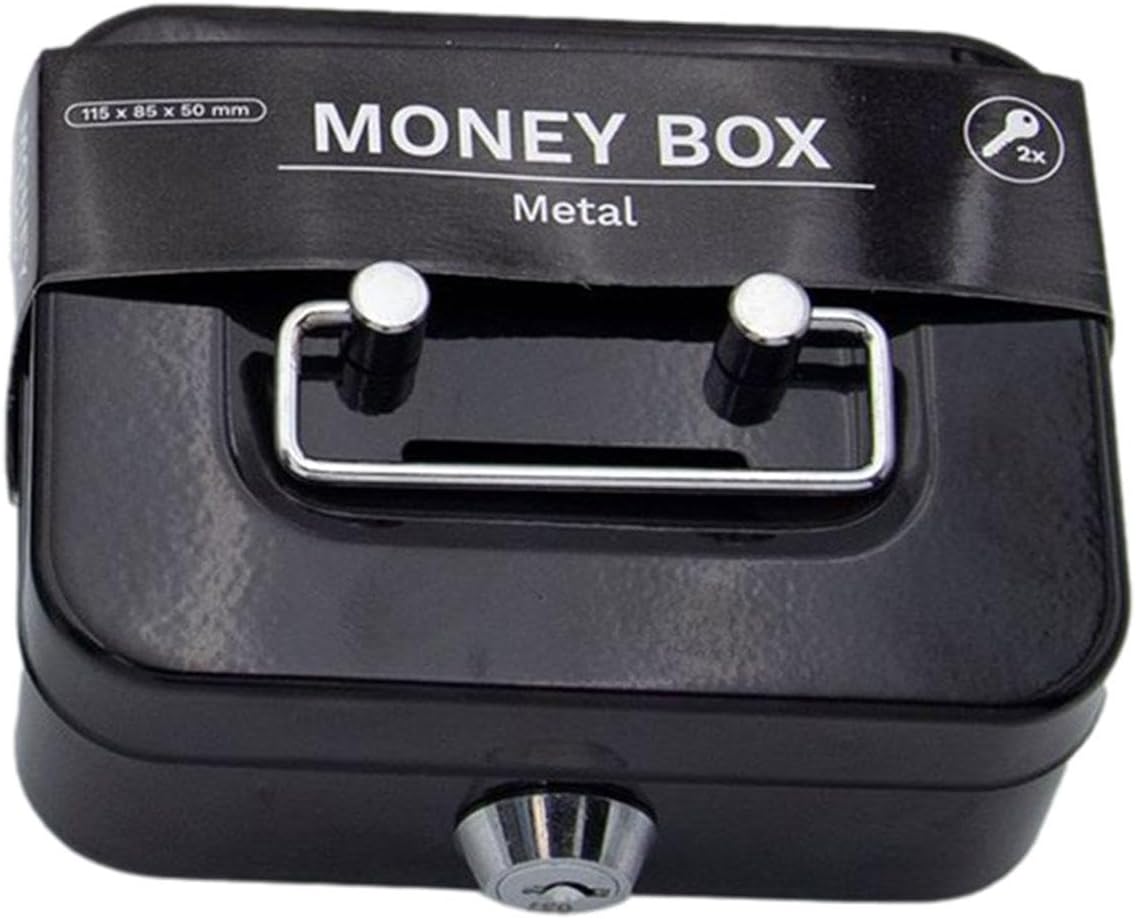 Small Steel Cash Box, Money Tin With Lock And Key, Portable Security ...