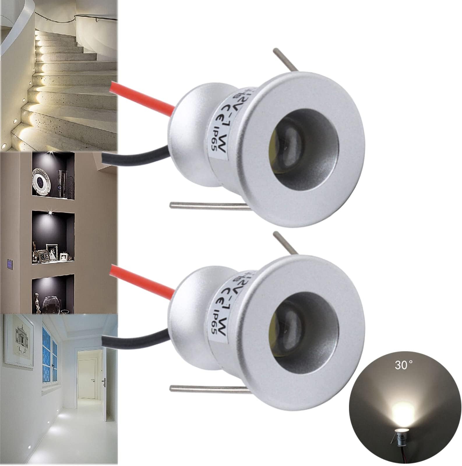 HHTUN Mini Downlight DC12V 1W 4000K 9 Pack Silver Shell, Used for ...