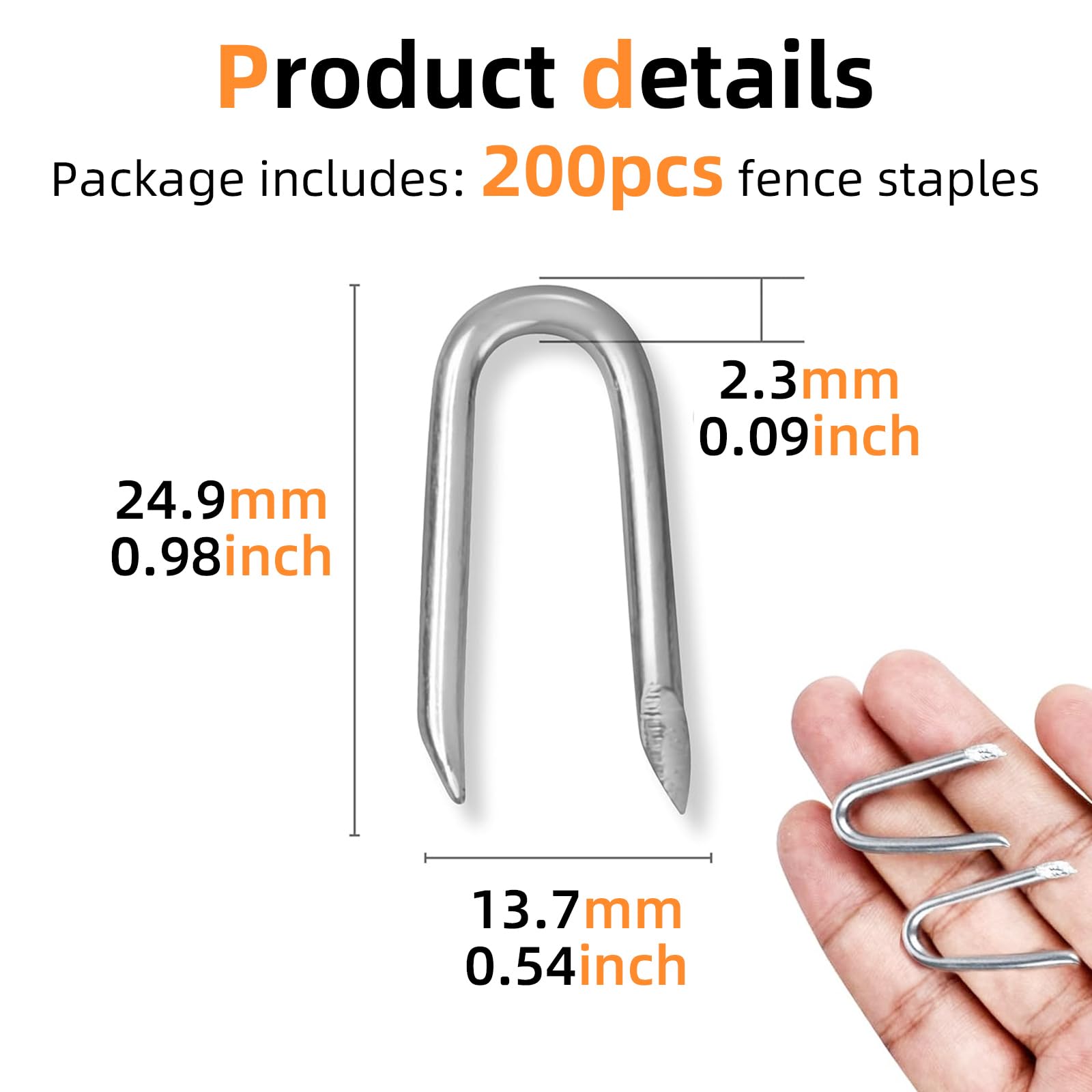 Snapklik.com : Wire Fencing Staples 200 Pcs, Galvanized U Shaped ...