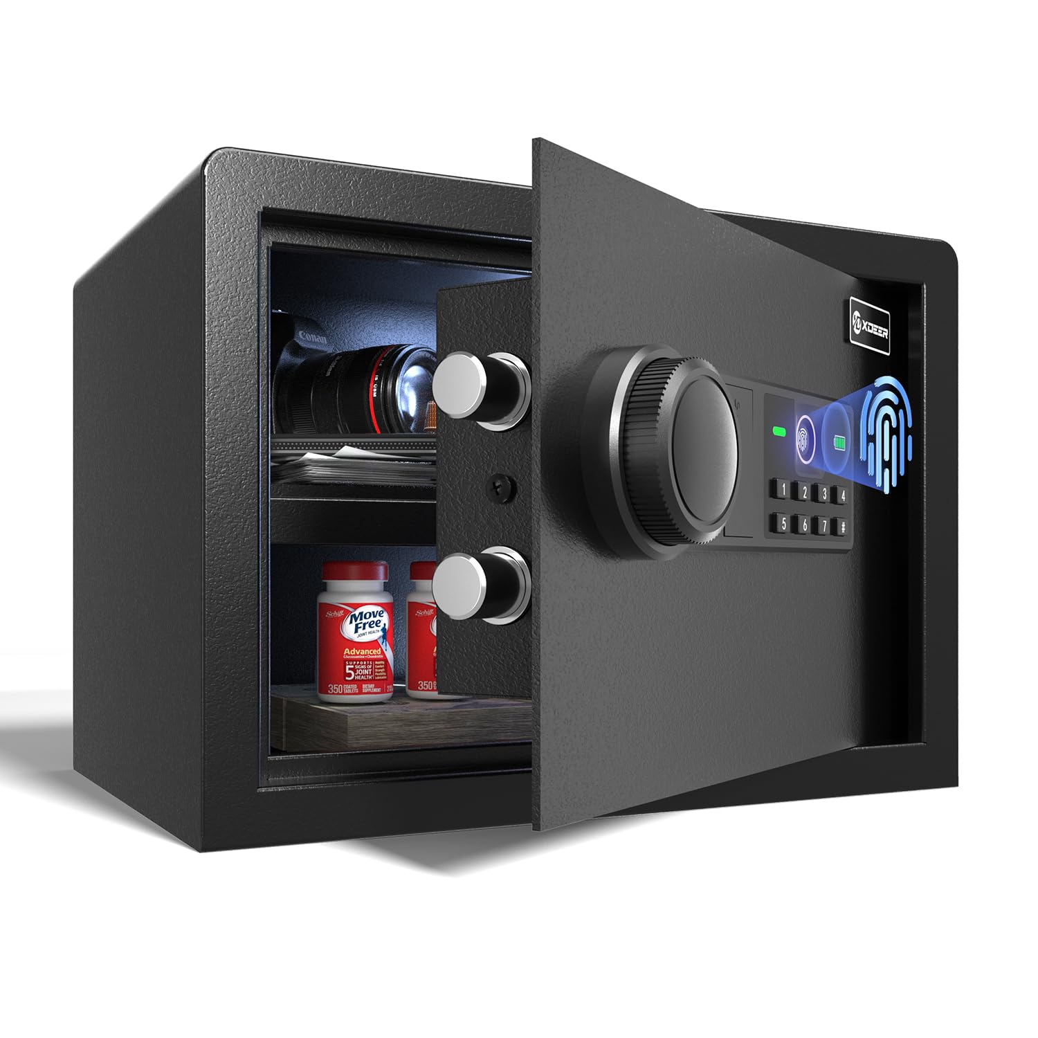 XDeer CS25 Biometric Safe Lock Box - 0.78 Cubic Feet Quick-Access ...