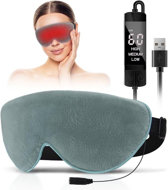 Amazon.com: KOVNLO Heated Eye Mask, Washable USB Electric Moist Heat ...