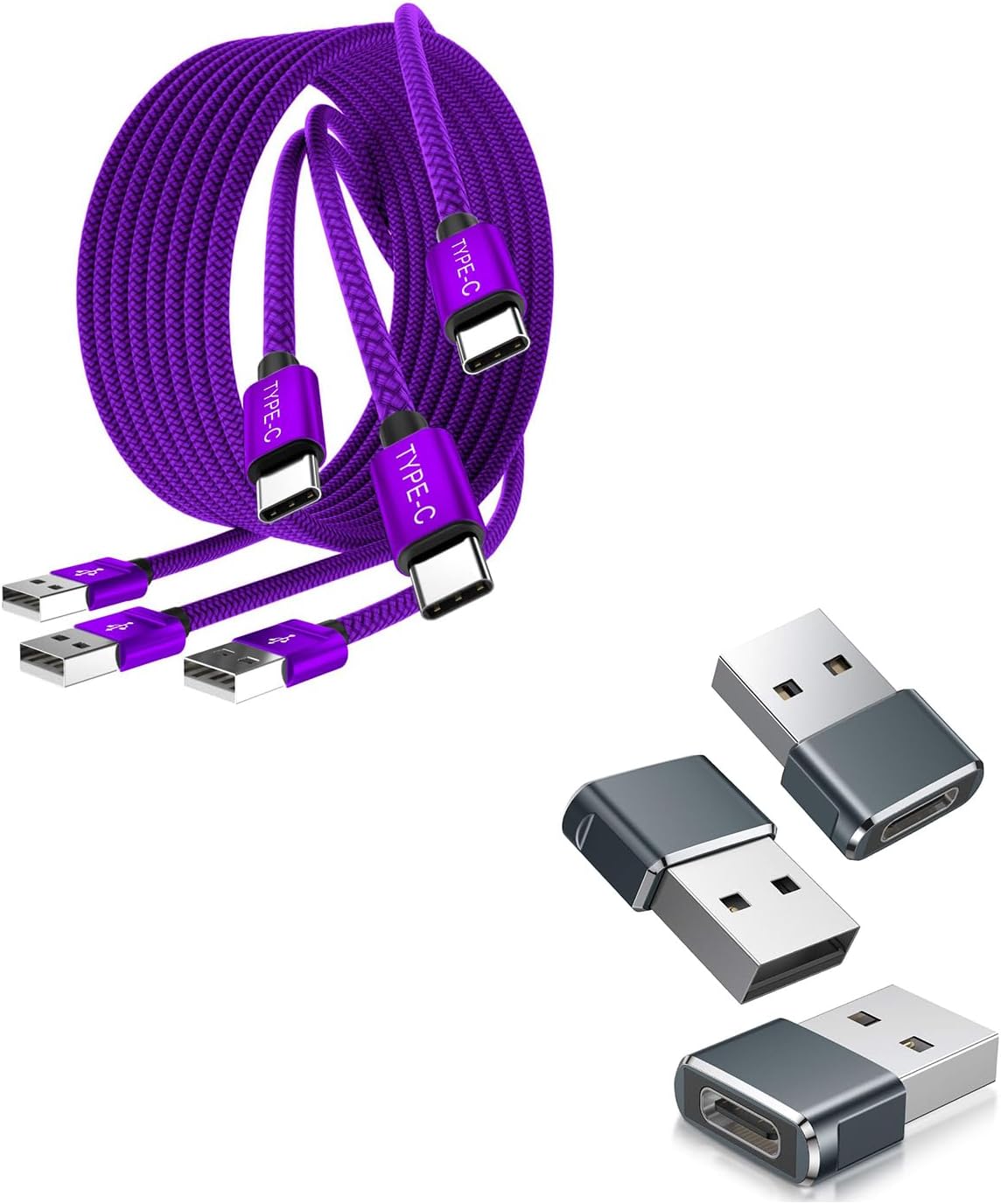 Amazon.com: Basesailor USB Type C Charger Cable 3-Pack with USB to USB ...