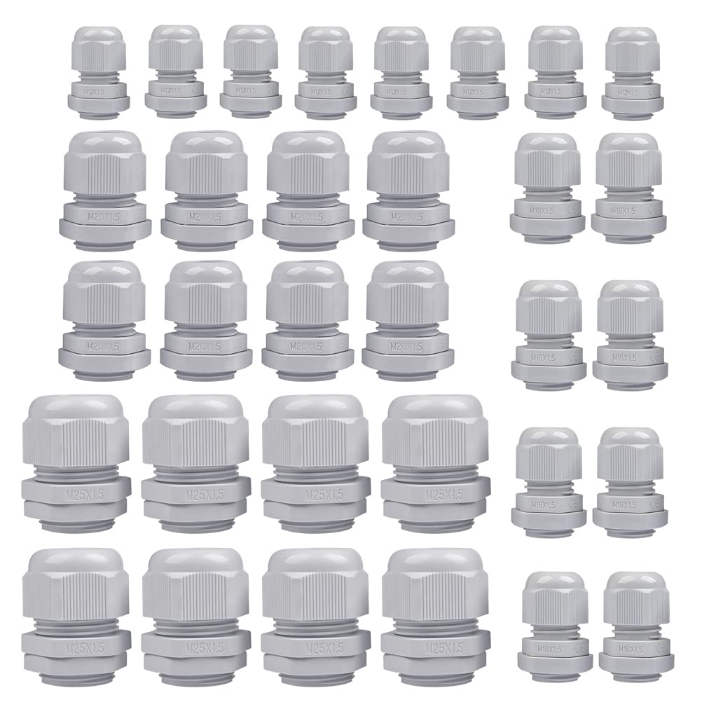 Buy 32Pcs Cable Gland IP68 Nylon Waterproof Wire Connector, Adjustable ...
