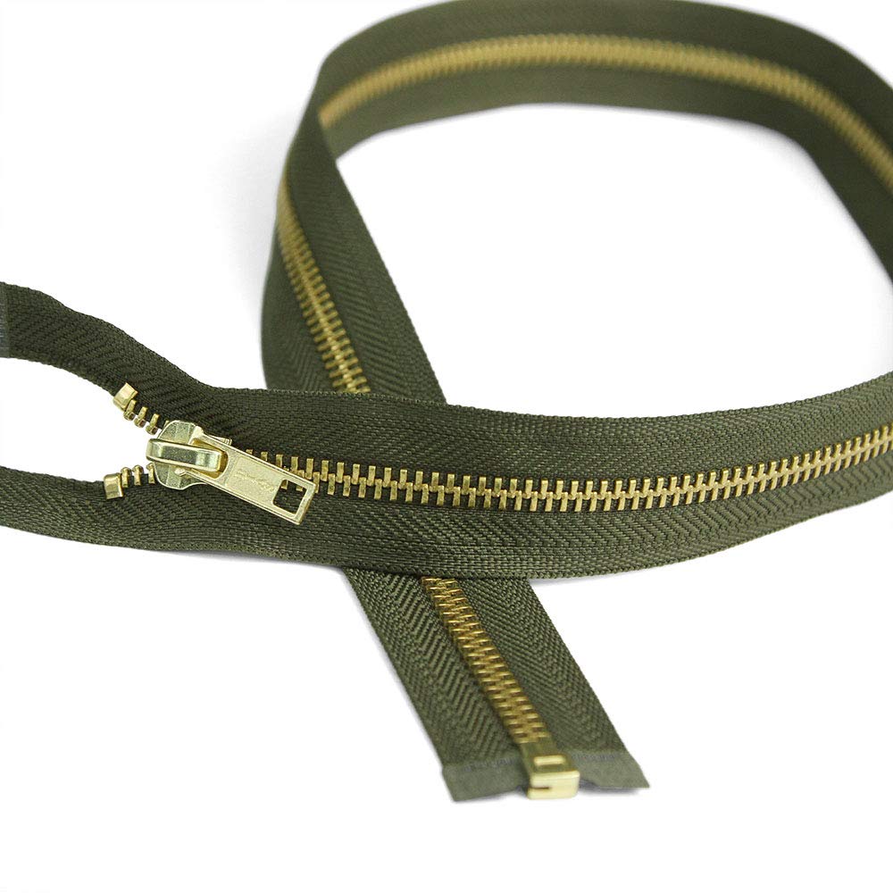 Amazon.com: Size #5 Open End Zipper with Gold Metal Teeth, 18" Length ...