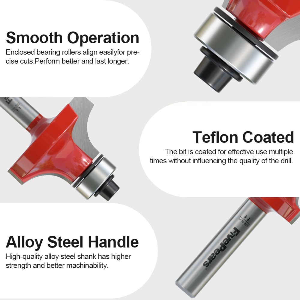 Snapklik.com : FivePears 3/8" Radius Roundover Router Bit 1/4 Inch Shank