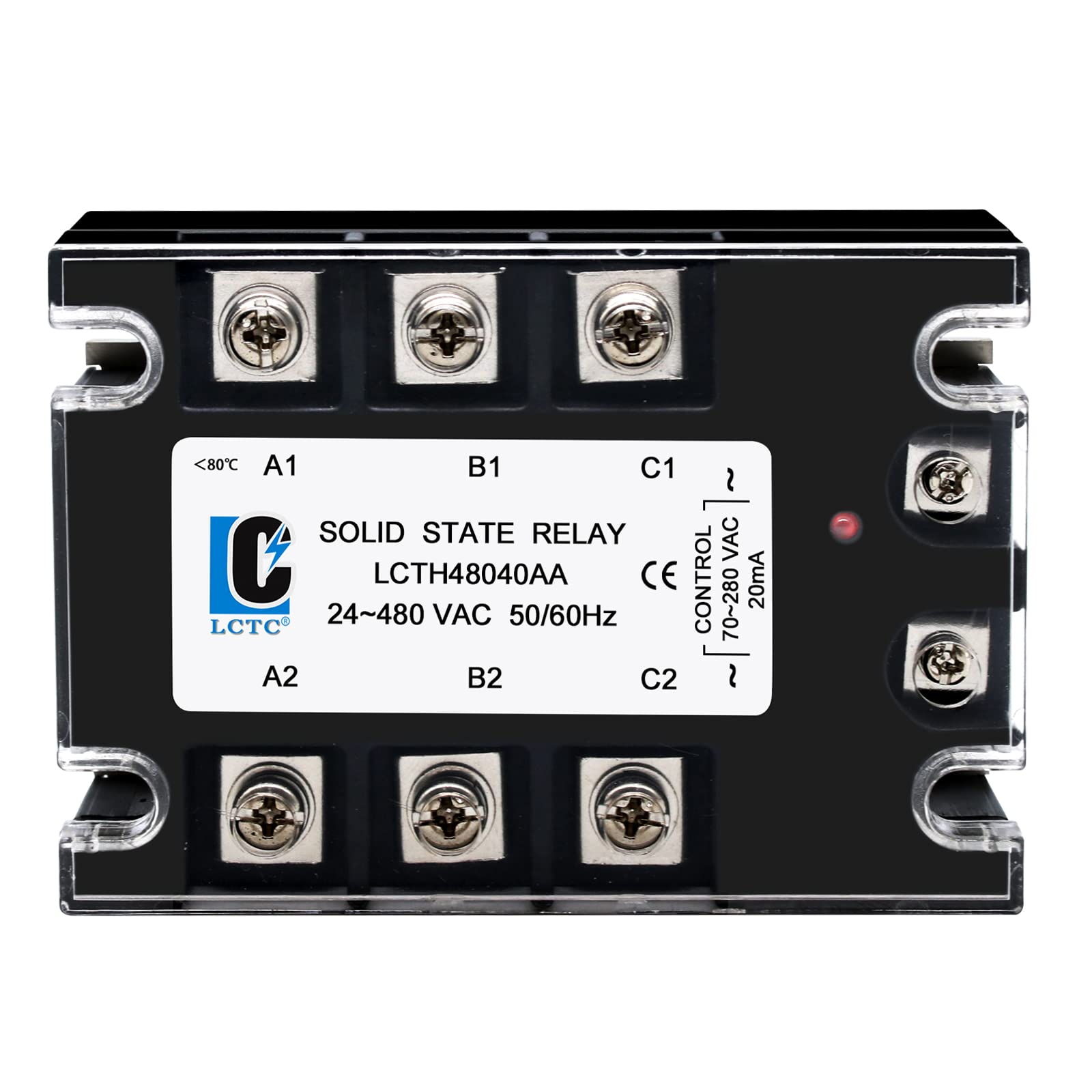 LCLCTC 3 Phase Solid State Relay SSR-40AA AC to AC (Input 70-280VAC to ...