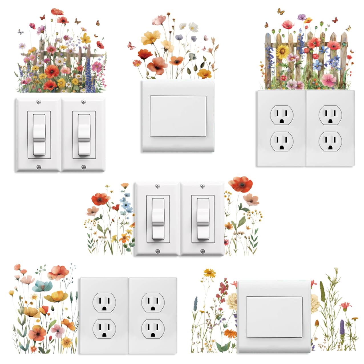 Amazon.com: Peacoblue Light Switch Plate Stickers Labels Decals 6Pcs 7 ...