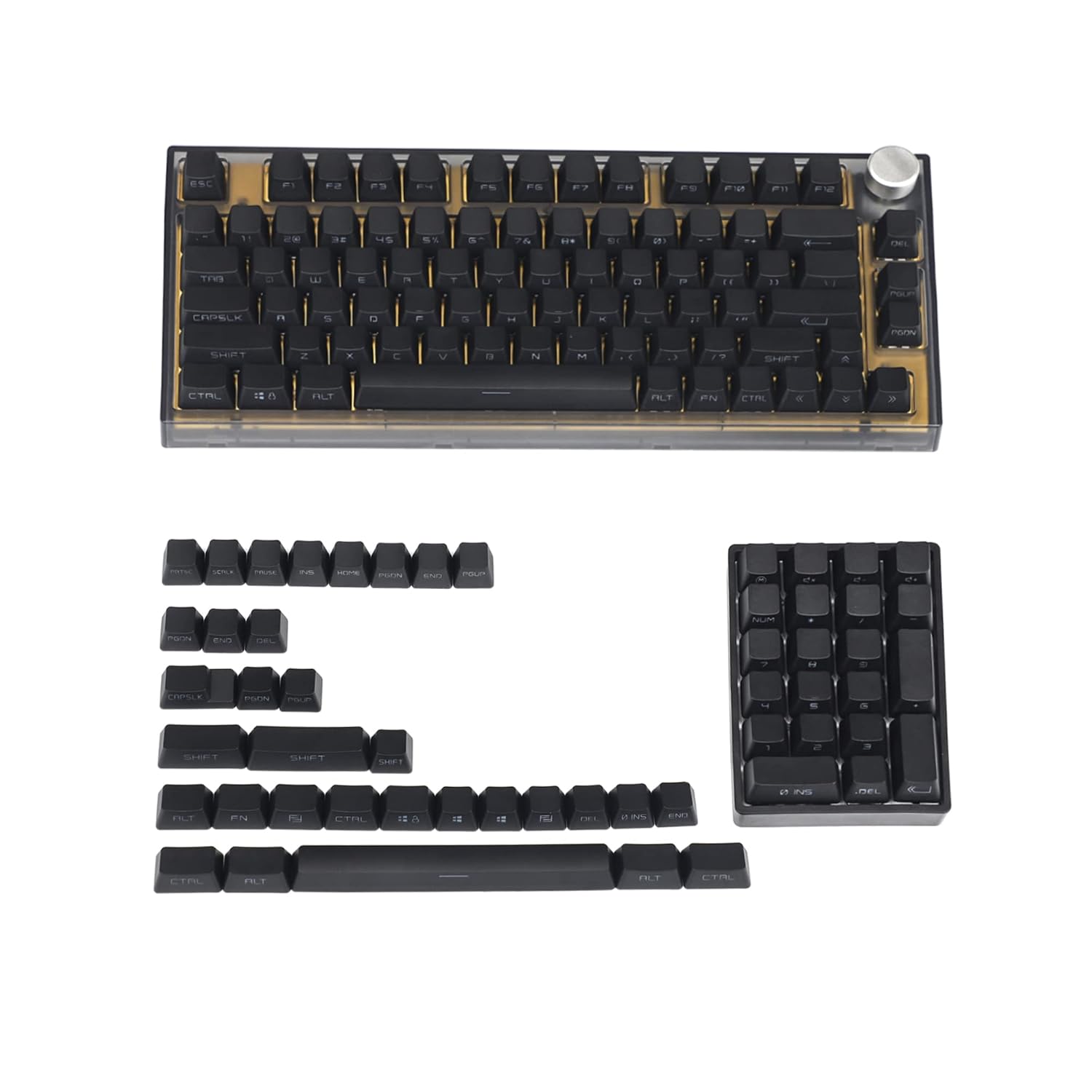 133 Key Black White PBT Double Shot Side-lit Shine Through Backlit ...
