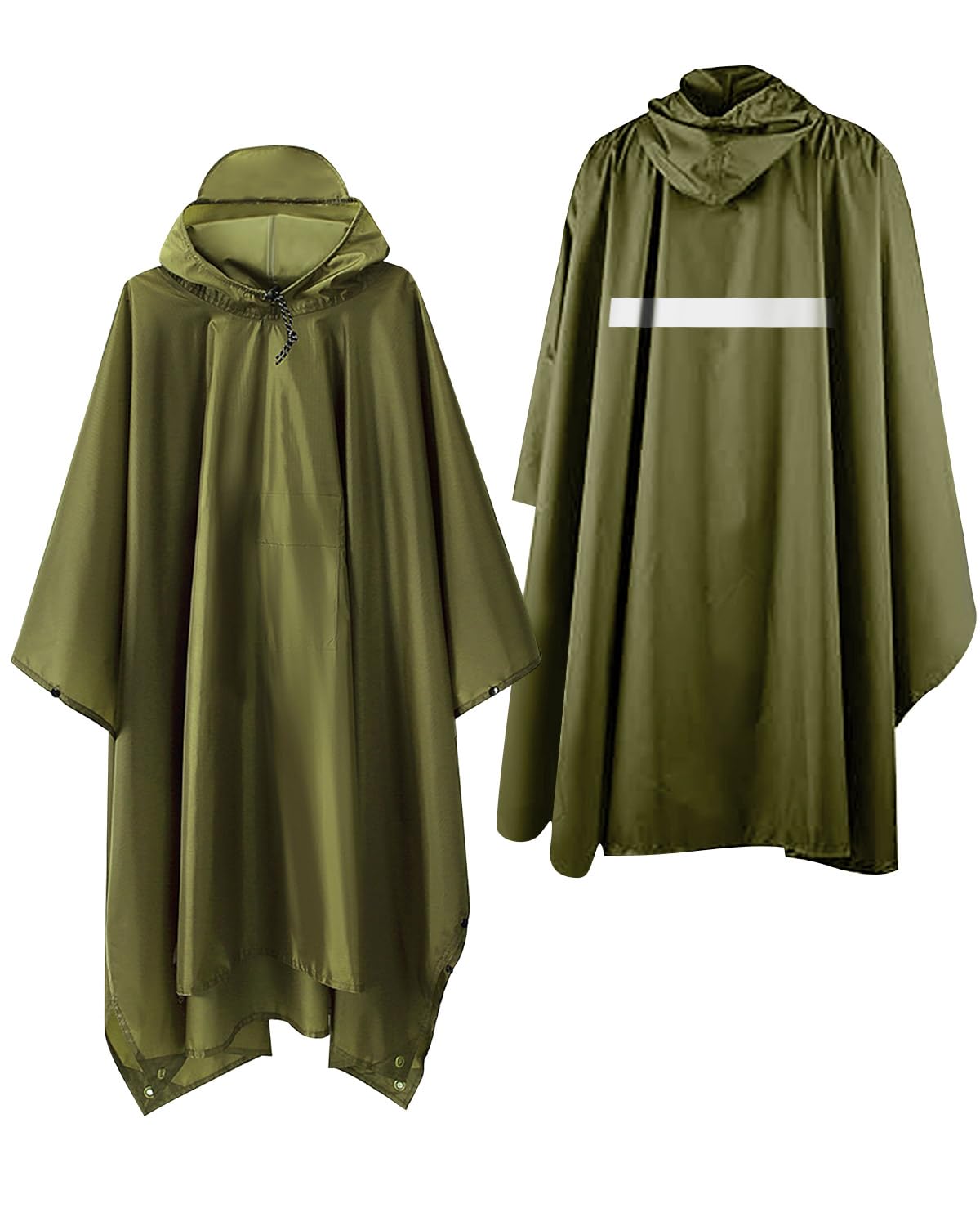 Lulizar 3 in 1 Waterproof Rain Poncho, Reusable Green Rain Poncho ...