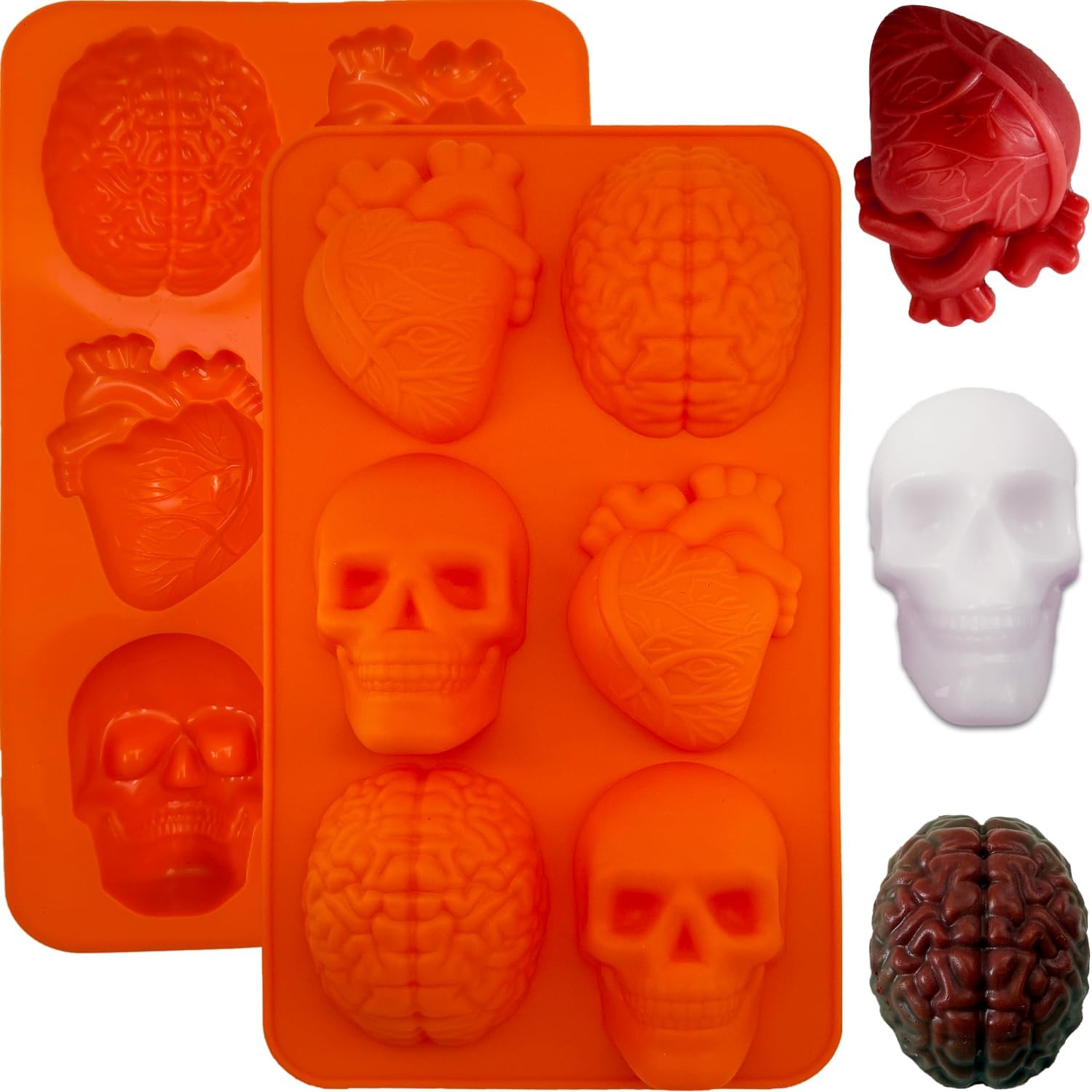 Amazon.com: 2 Pack Brain Heart Skull Cake Mold, 3D Human Organ Brain ...