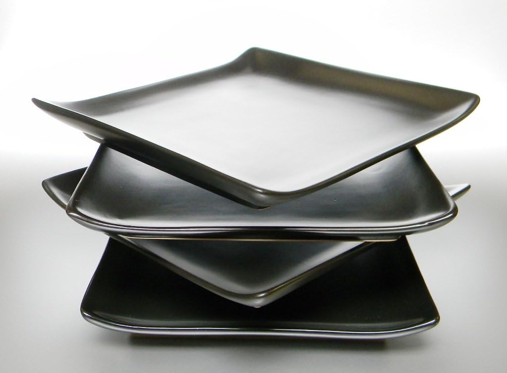 Sushi Teller-Set 4-teilig Steingut (3574/schwarz) : Amazon.de: Küche ...