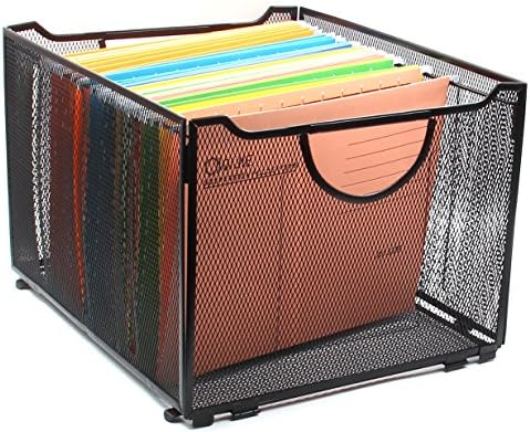 Amazon.com: EasyPAG Letter Size Portable Filing Bin Black Mesh Metal ...