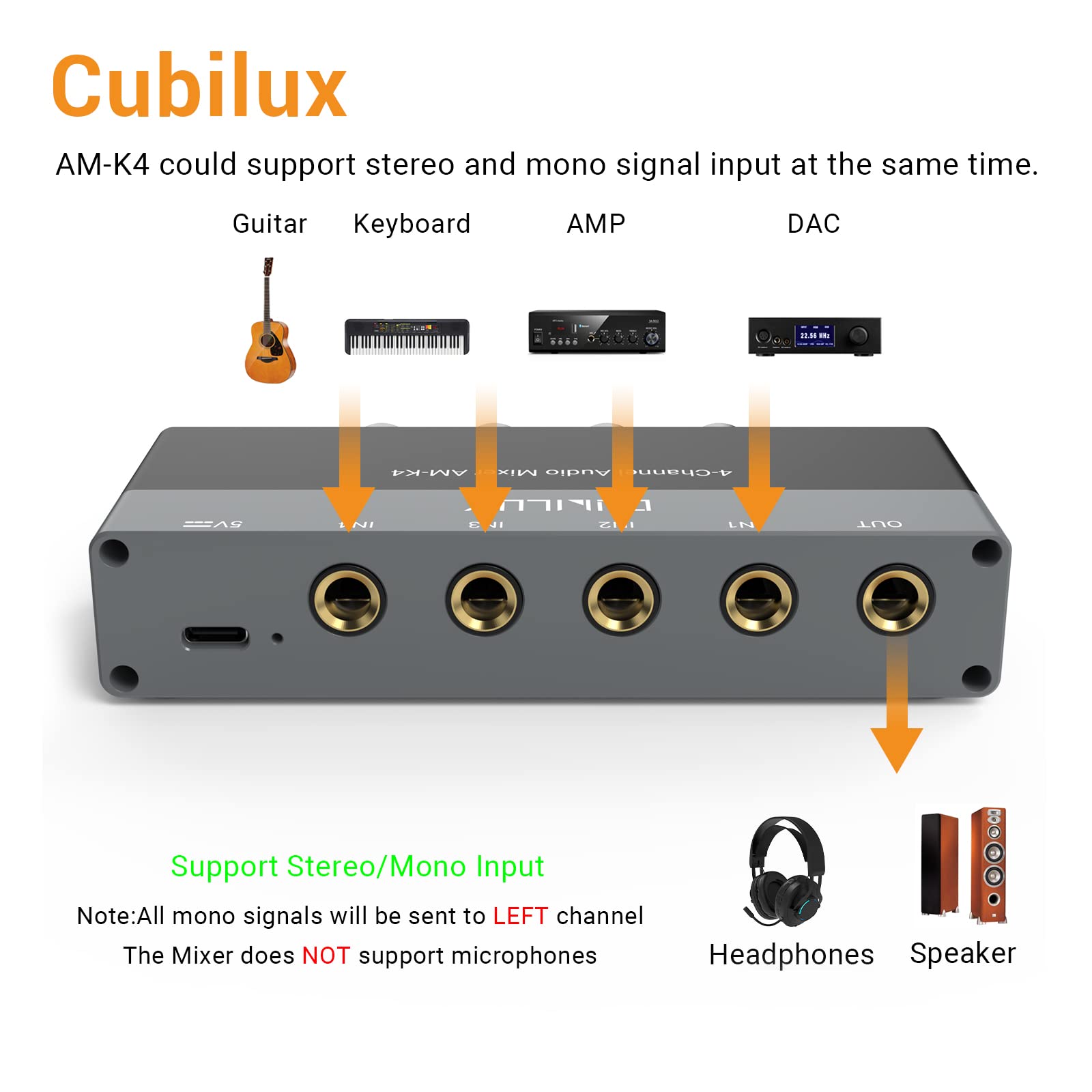 Snapklik.com : AM-K4 6.35mm Audio Mixer Ultra-Low Noise, HiFi AMP 4 ...