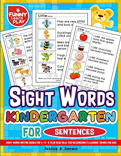 Sight Words Kindergarten For Sentences: Sight Words Writing Books for 4 ...