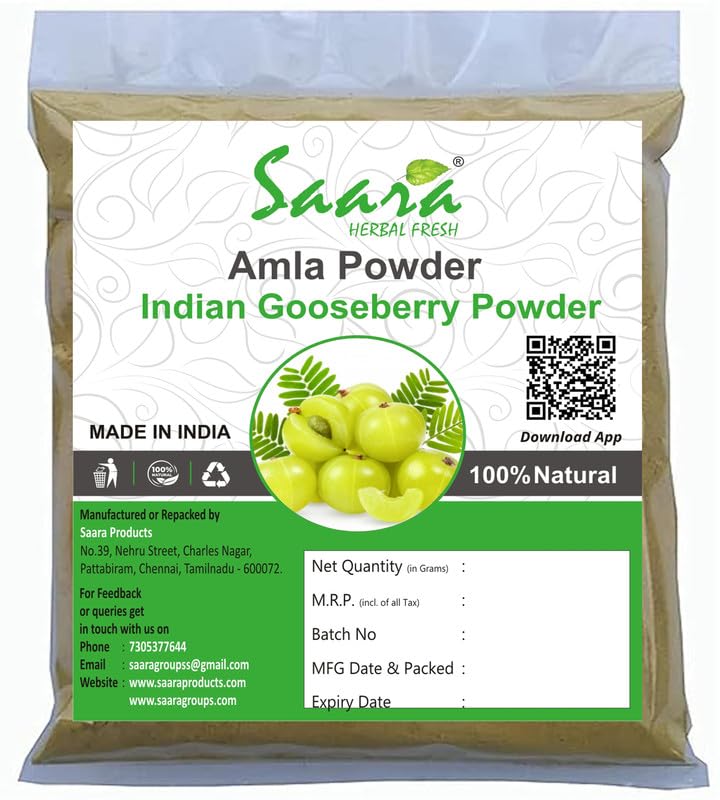 Saara HERBAL FRESH Amla Powder,101g, Nellikai, Amalaki, Emblika ...