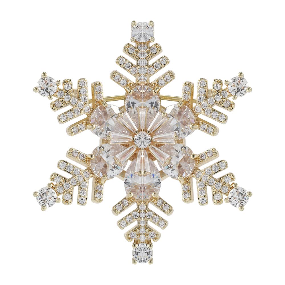 Amazon.com: Women's Clear Austrian Crystal Winter Snowflake Brooch Pin ...