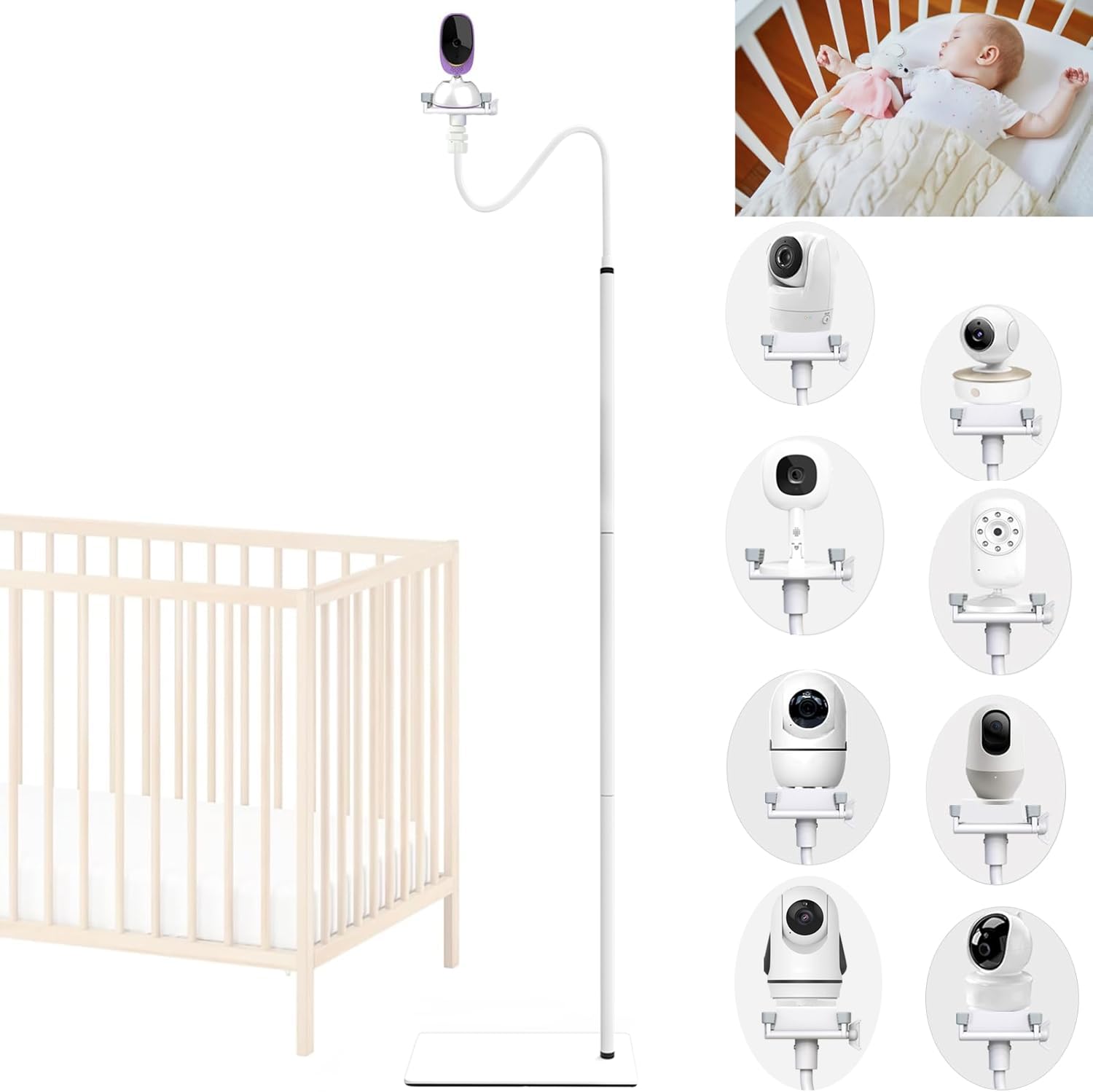 EYSAFT Baby Monitor Floor Stand Holder Baby Camera Mount and Clamp ...