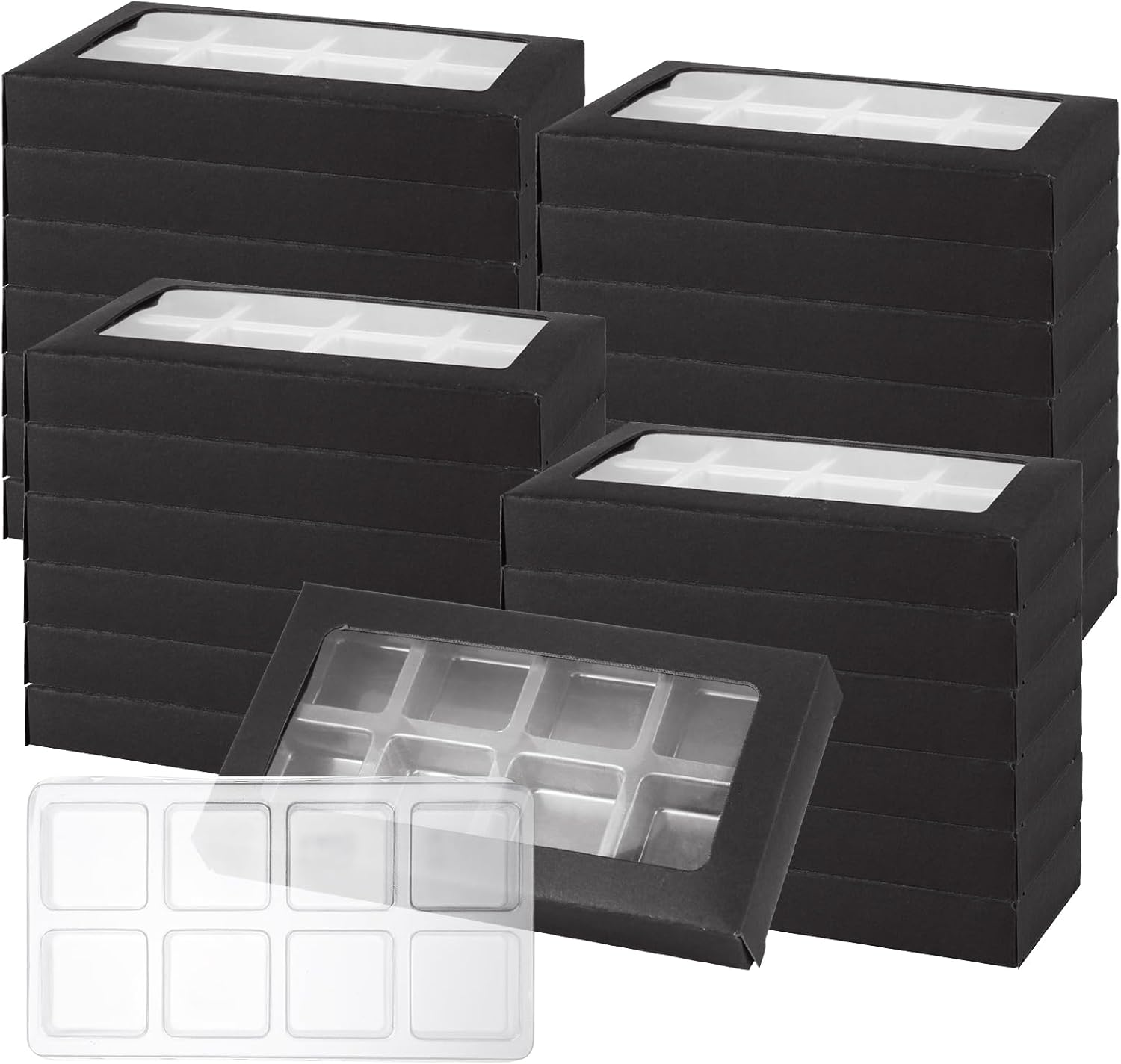 Amazon.com: MUXHEL 60 Pcs Wax Melt Containers, 8-Cavity Plastic Wax ...