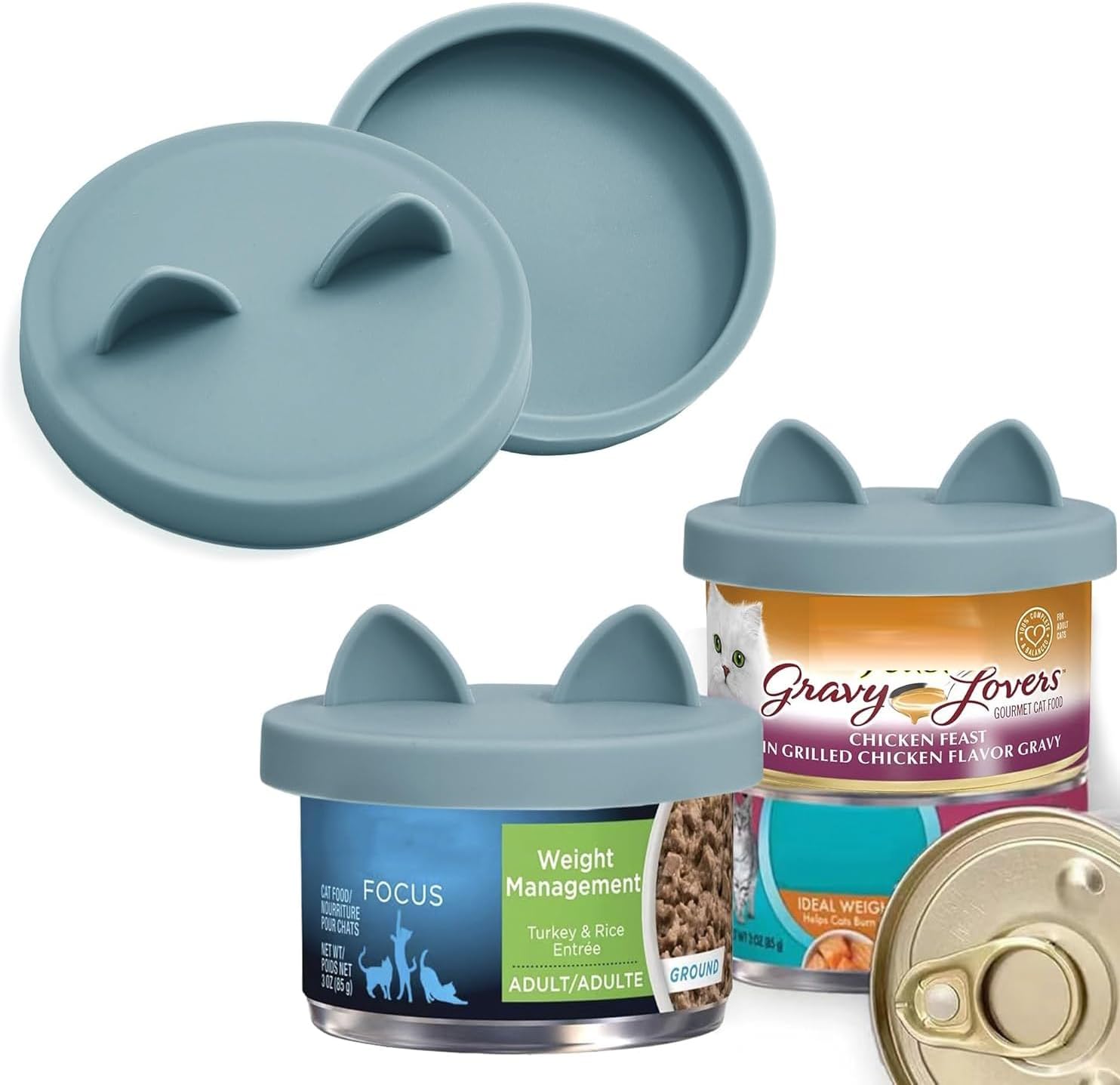 Amazon.com: 4Pack Cat Food Can Cover Lids Cute Pet Ears Shaped Pet Food ...