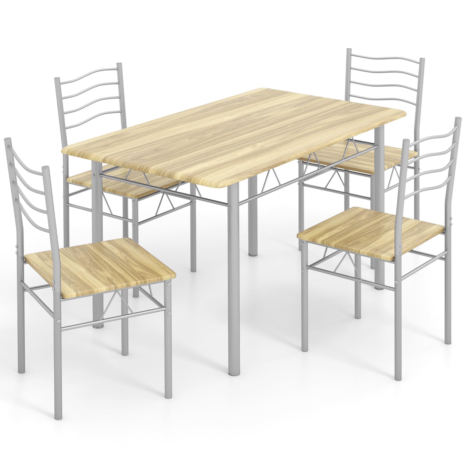 Amazon.com - Giantex Modern 5 Piece Dining Table Set for 4 Chairs Wood ...