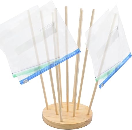 Amazon.com - Plastic Bag Drying Rack, Reusable Bag Drying Rack, Wood ...