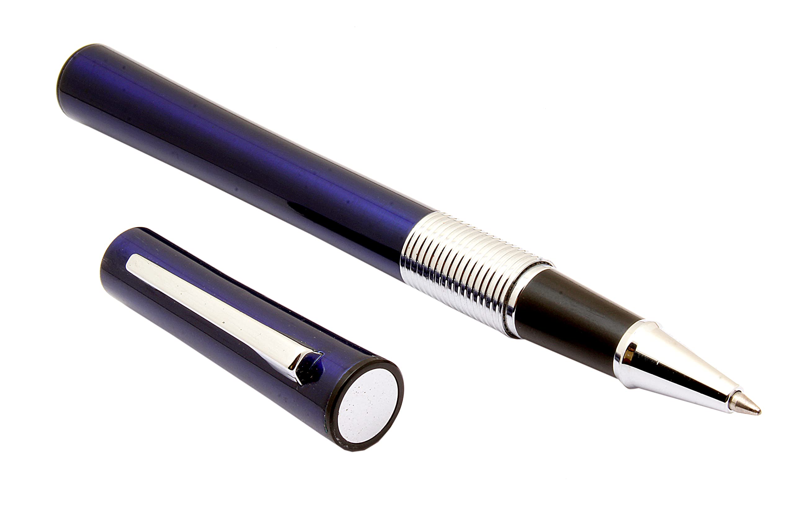 Ledos 15 Expert Thinner Body Shine Blue Metal Roller Ball Pen Black Ink ...