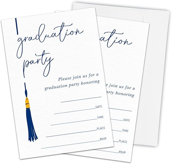Amazon.com: Blue Graduation Invitation Cards With 20 Envelopes ...