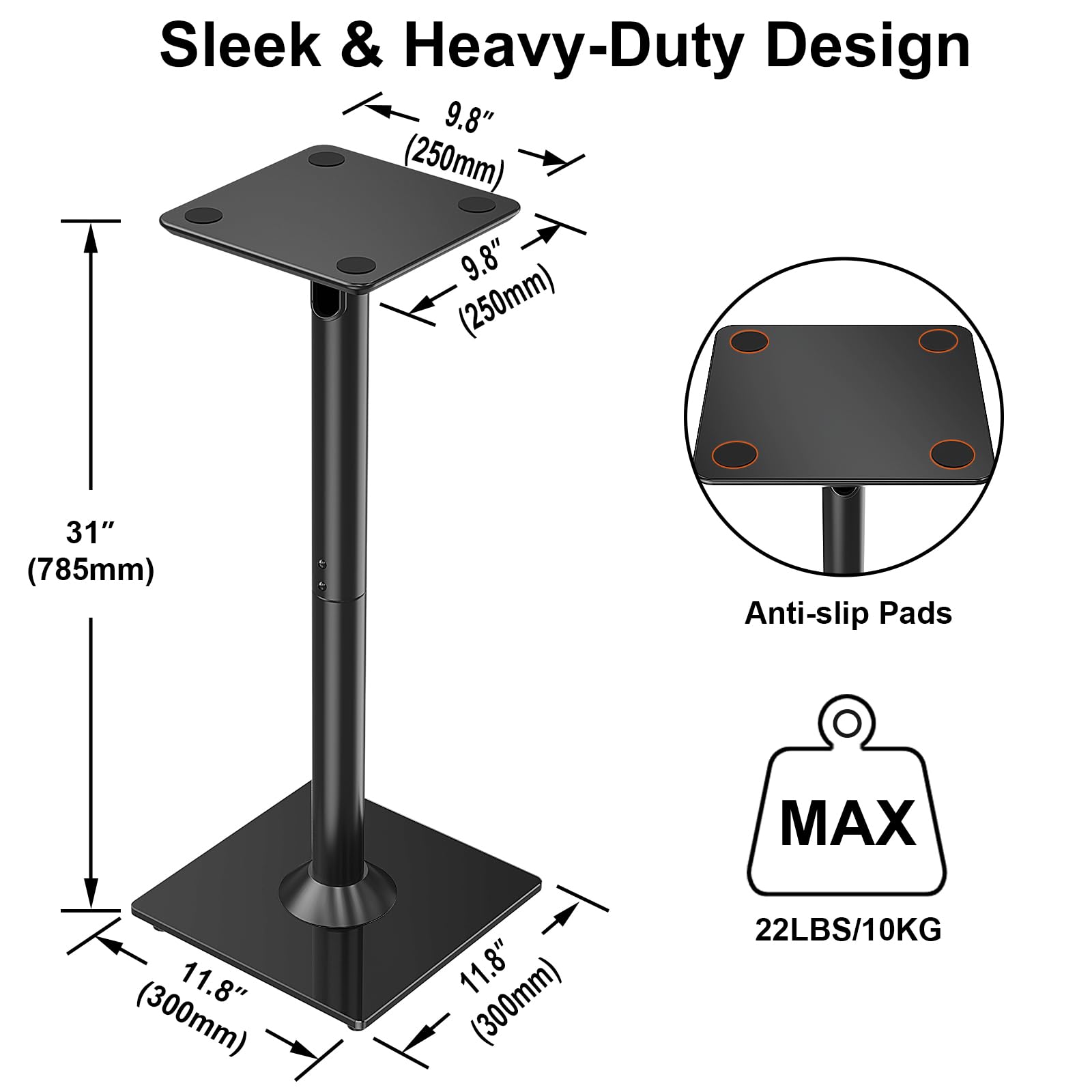 ELIVED Universal Floor Speaker Stands for Surround Sound, 31 Inch ...