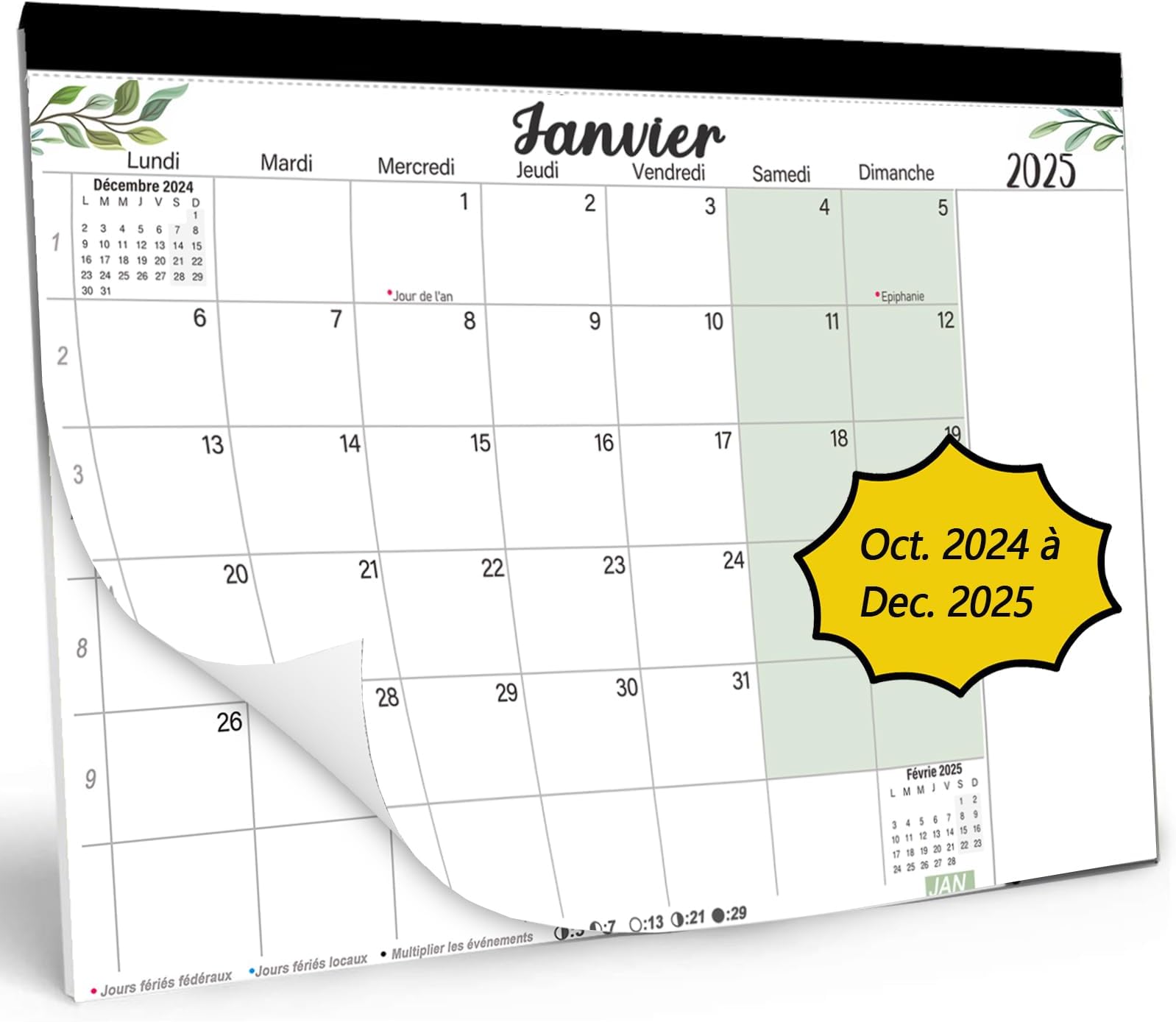 Calendrier 2025 Mural - Calendrier Familial 2025 Français au format ...