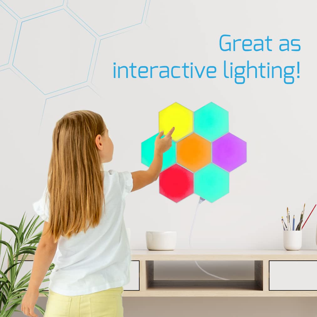 HEXlights 7-Pack Hexagon Wall Lights, Touch & Remote Controlled RGB ...