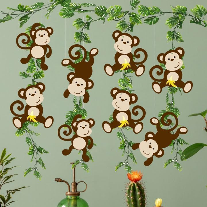 Amazon.com: Kanayu 12 Pcs Monkey Cutouts Jungle Party Decorations ...
