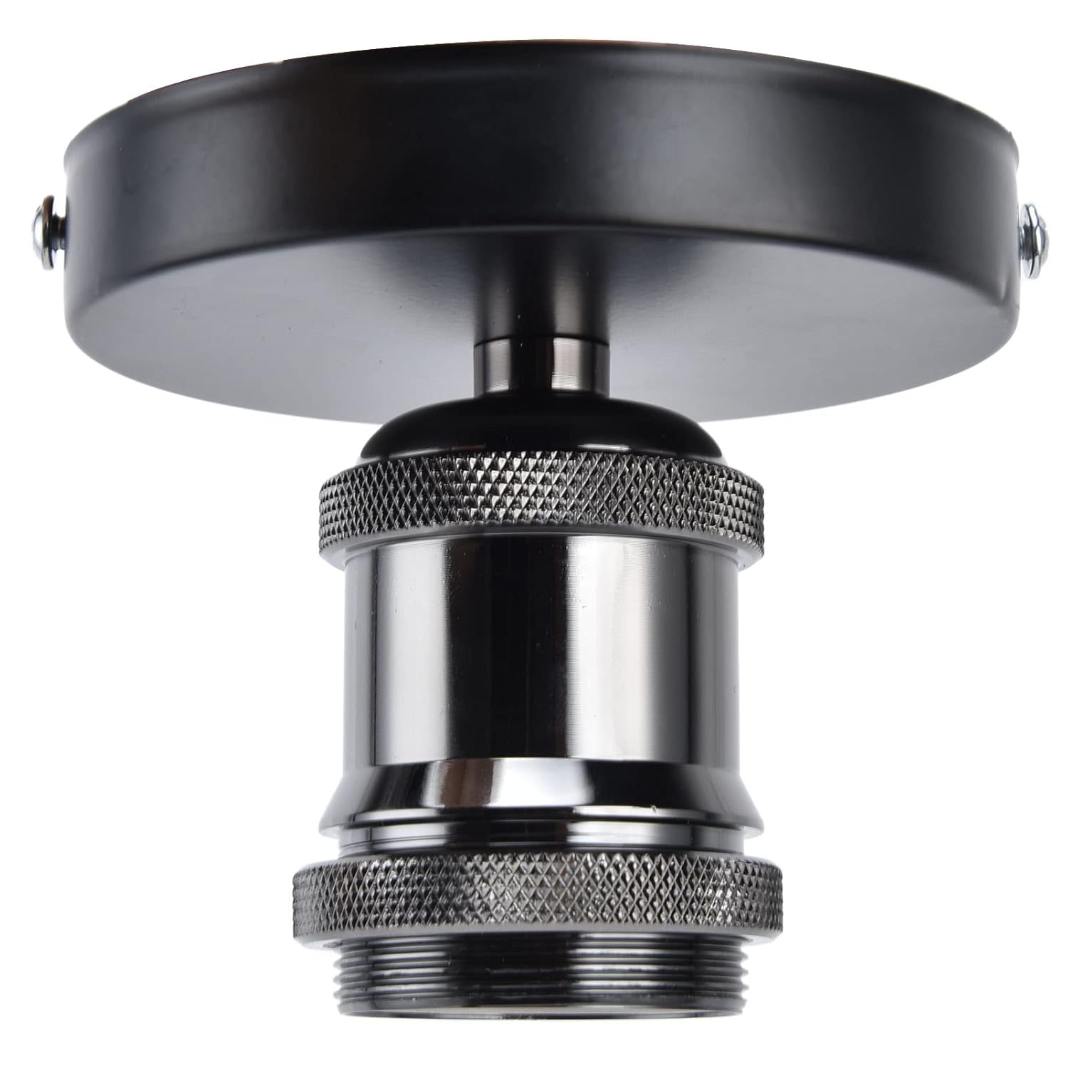 Vintage E26/E27 Ceiling Light Socket, Pearl Black Metal Pendant Lamp ...
