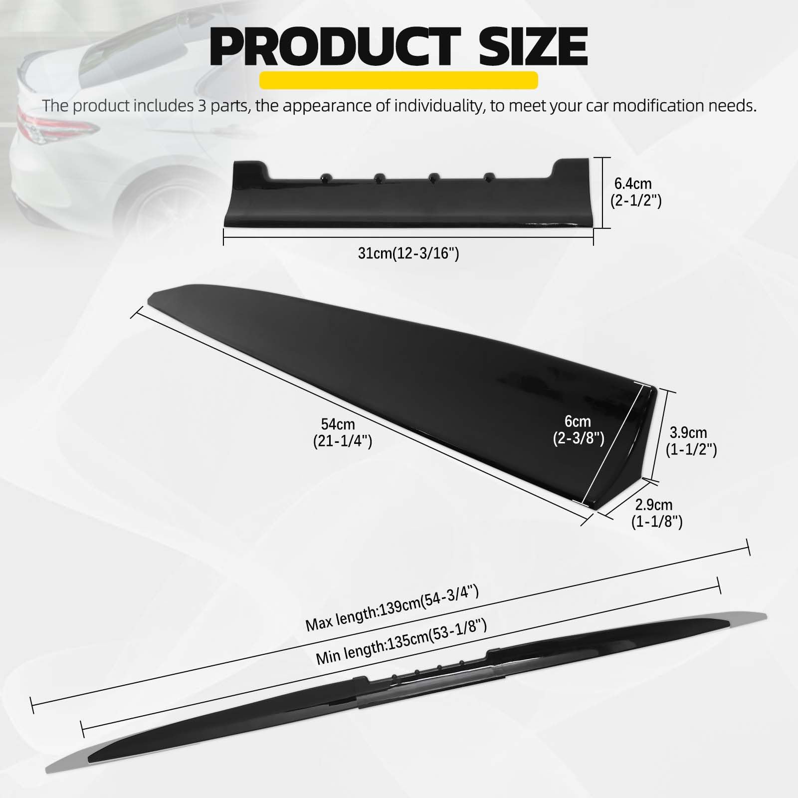 Snapklik.com : DREAMOTOR Car Universal Rear Spoiler 54" Trunk Spoiler ...