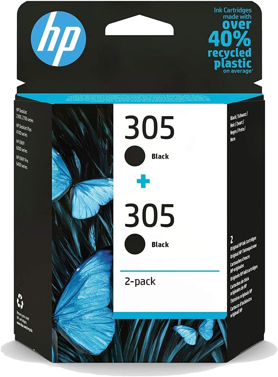 HP 62 Pack de 2 Cartouches d'Encre Noire et Trois Couleurs Authentiques ...