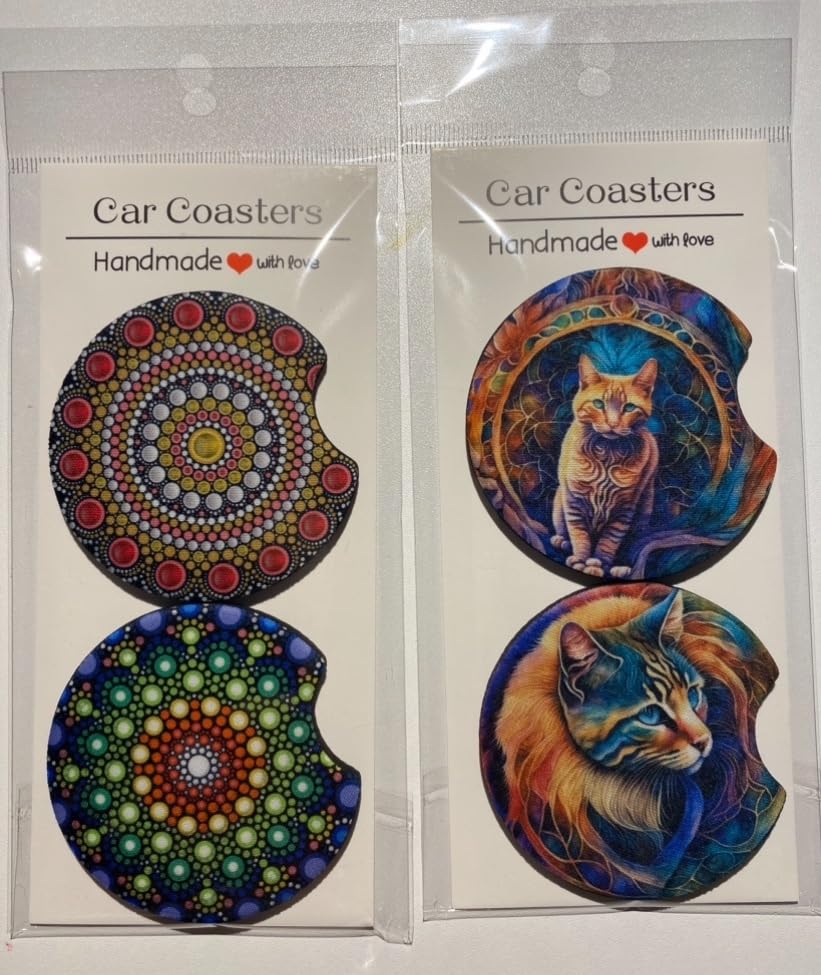 50 Sets Car Coaster Packaging for Selling, with 6.8x3 Inch Car Coaster ...