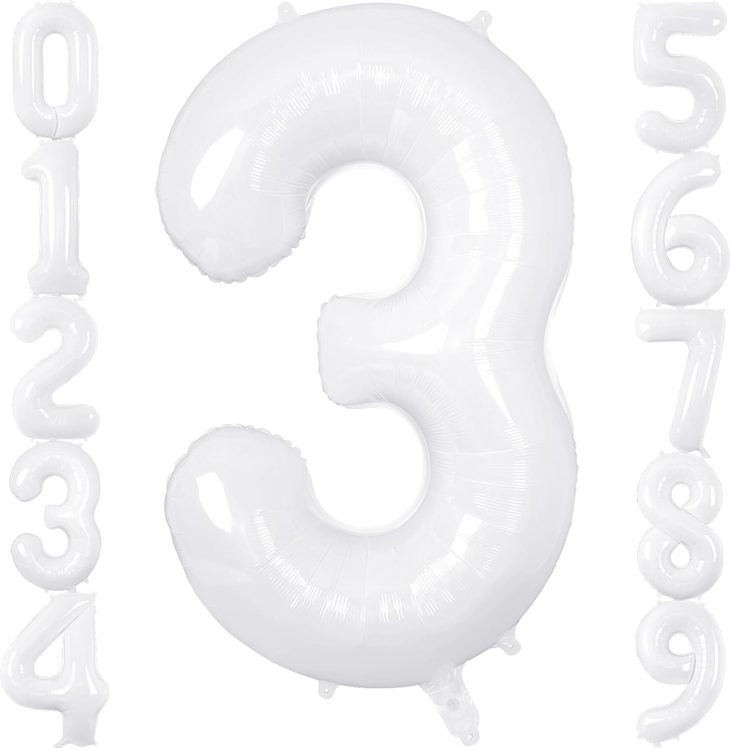 Amazon.com: White Number 3 Balloon 40 Inch, Big Large Foil Helium ...