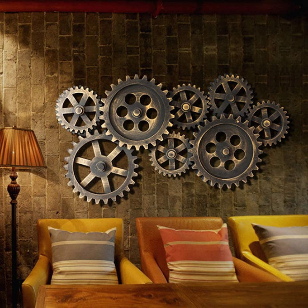 Rustic Gears Wall Art SEI Furniture Metal Gear Hand Painted Wall Art