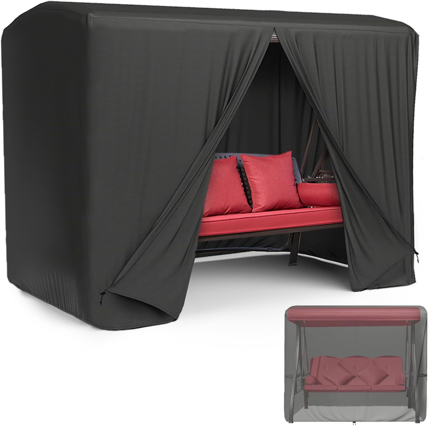 Amazon.com : ZHTMFYZ Outdoor Patio Swing Cover 3 Triple Seater Hammock ...