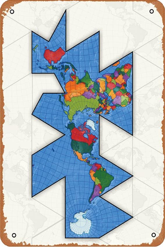 Amazon.com : DYMAXION WORLD MAP Poster Vintage Retro Style Tin Sign ...