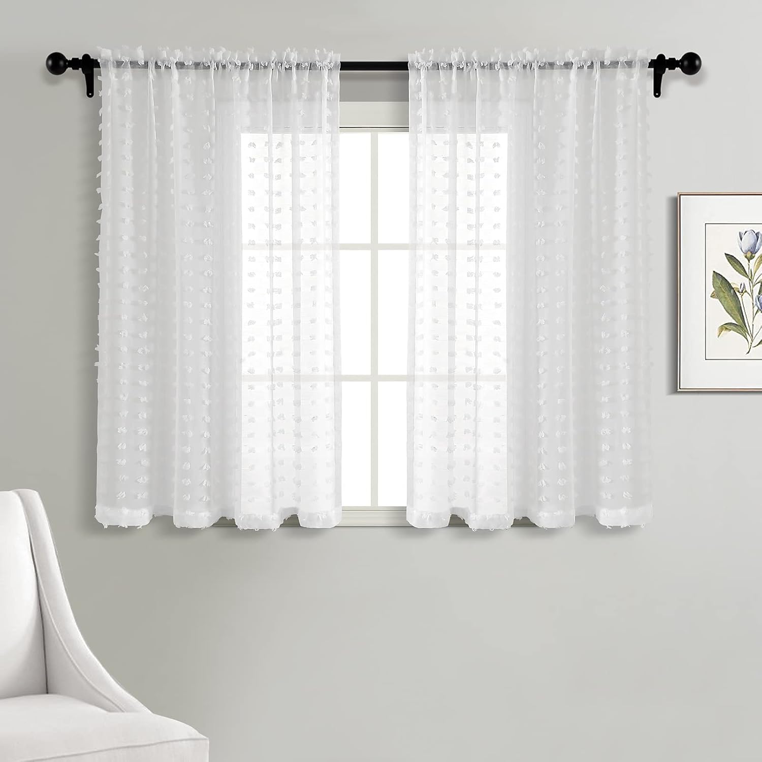 Amazon.com: Guken White Sheer Curtains 54 Inch Length 2 Panels 38 Inch ...