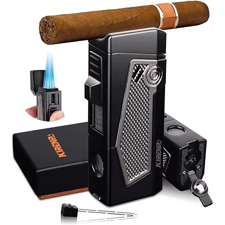 Amazon.com: FANKAI Cigar Lighter 4 Torch Jet Flame, Cigar Punch, Cigar ...