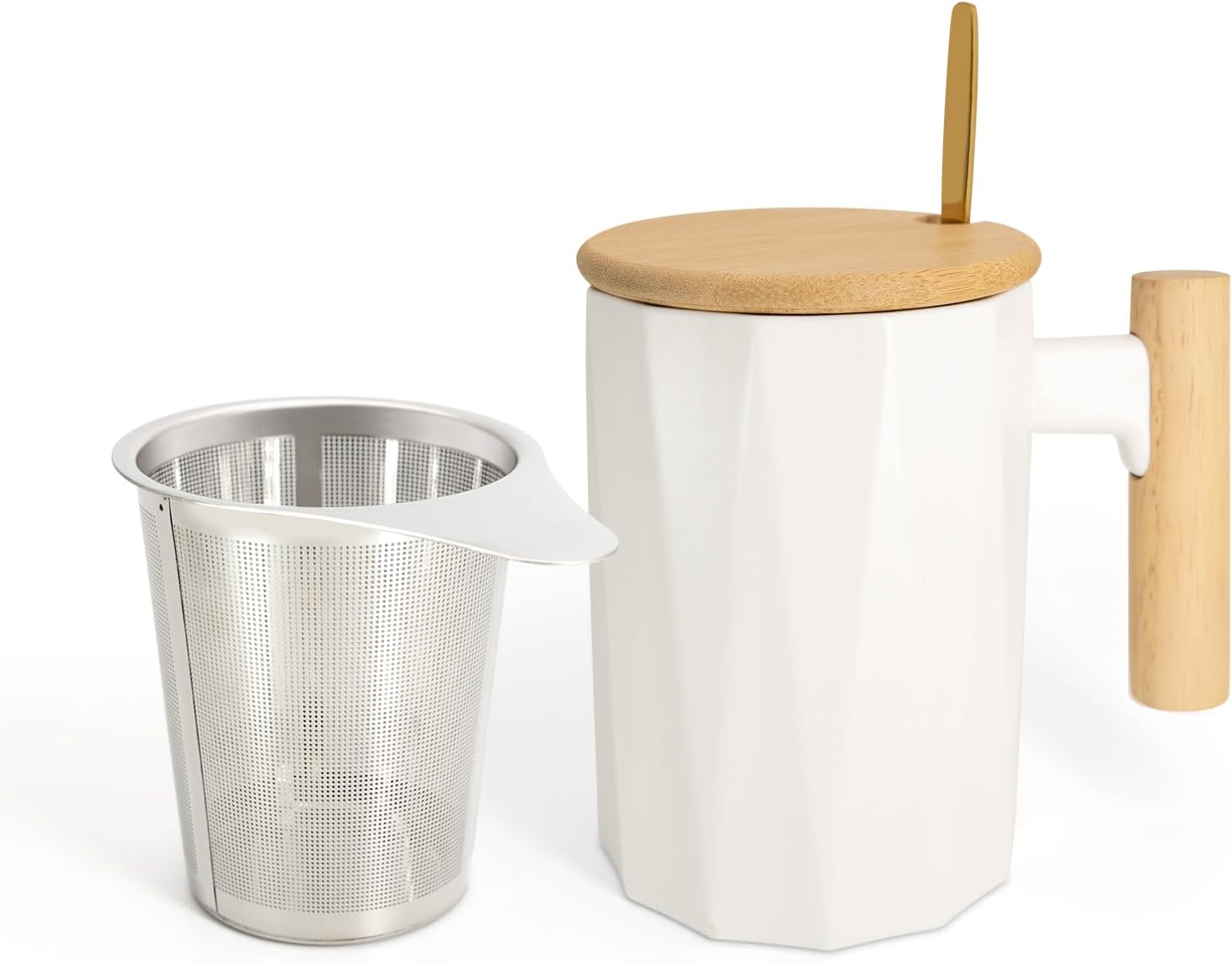 Amazon.com: JolieJulie Ceramic Tea Cup with Loose Leaf Infuser, spoon ...