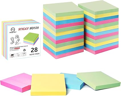 Amazon.com : Sticky Notes 3x3 Inches Bulk 28 Pack 2800 Sheets Colored ...